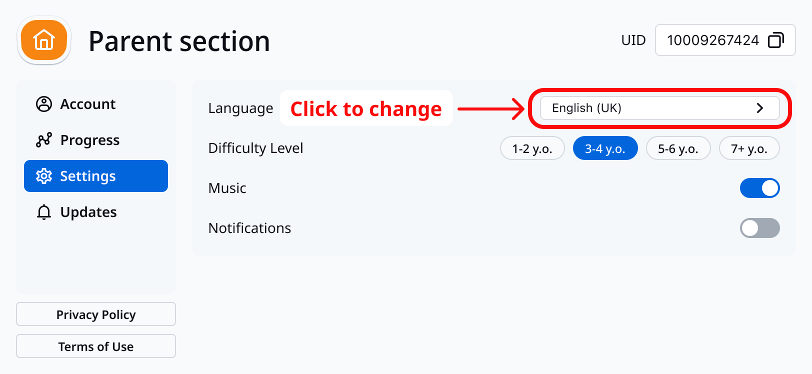 How can I change the language of the app? – IntellectoKids